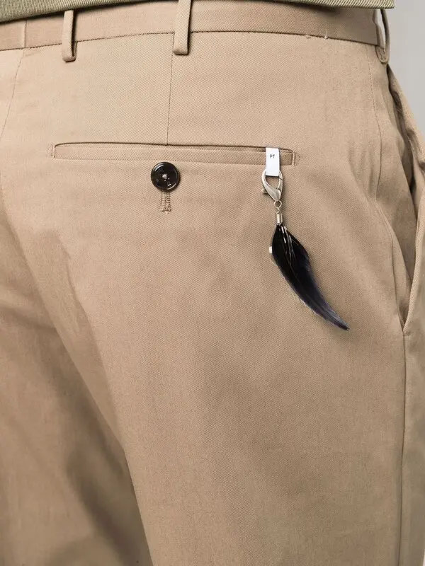 PT TORINO Cropped Tapered Chinos - Brown
