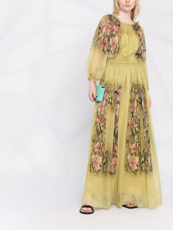Alberta Ferretti Floral-print Silk Gown