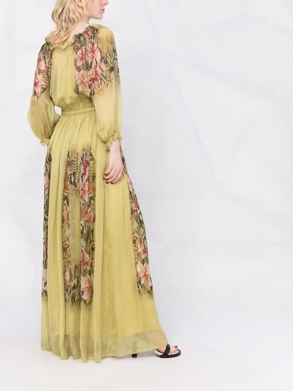 Alberta Ferretti Floral-print Silk Gown