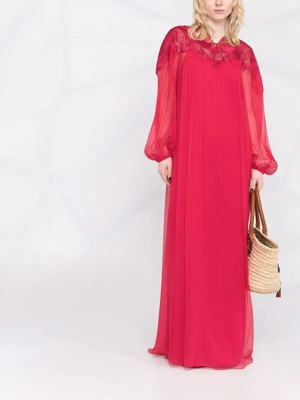 Alberta Ferretti Lace-detail Floor-length Gown