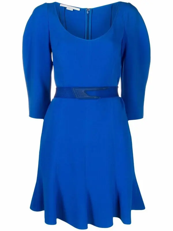 Stella McCartney Puff-sleeve Belted Dress - Blue
