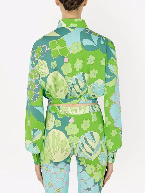Dolce & Gabbana Floral-print Cropped Silk Shirt