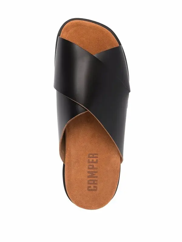 Camper Brutus Cross Strap Sandals - Black