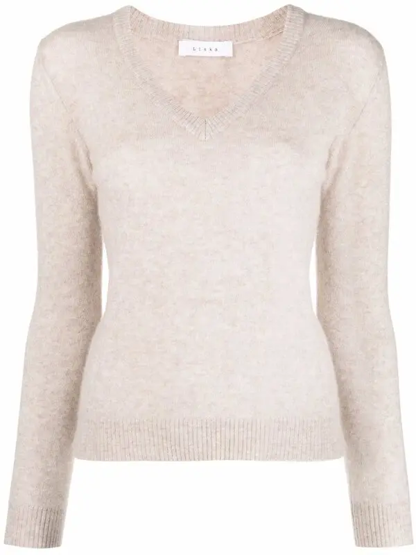 LISKA V-neck Long Sleeve Sweater