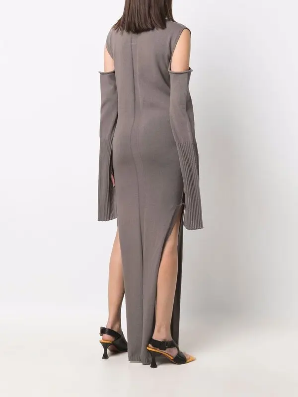 rick owens dress grey Rick Owens Draped Wrap Midi Dress
