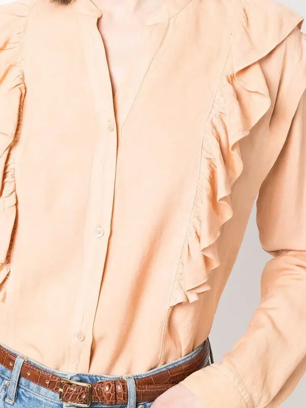 FORTE_FORTE Ruffled-detail V-neck Blouse