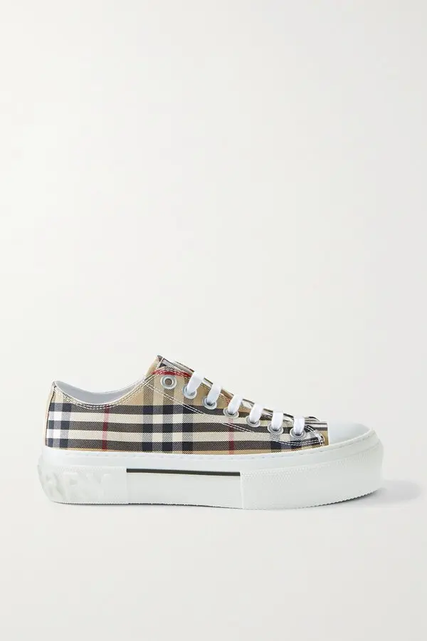 Burberry Checked Canvas Sneakers - Neutrals