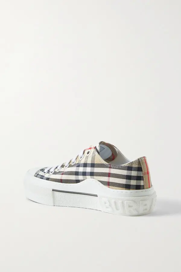 Burberry Checked Canvas Sneakers - Neutrals