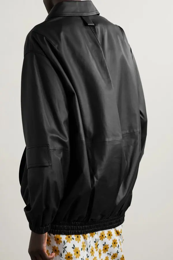Tibi Oversized Leather Bomber Jacket