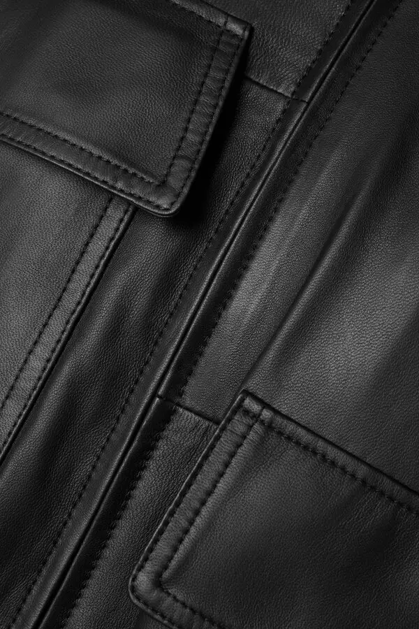 Tibi Oversized Leather Bomber Jacket