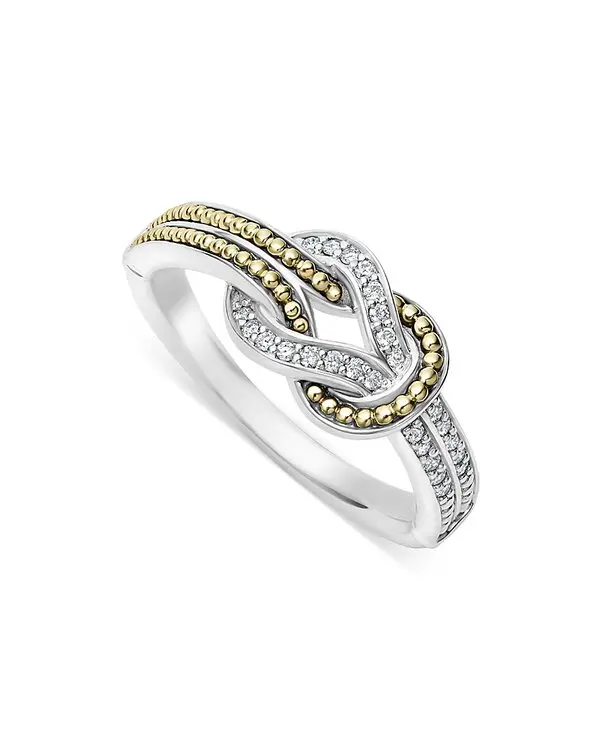 Lagos 18k Yellow Gold & Sterling Silver Newport Diamond Knot Band - Silver/gold