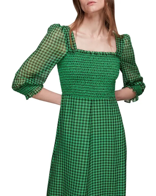 Whistles Shirred Gingham Dress