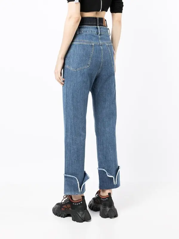 Rokh Washed Double-layer Jeans