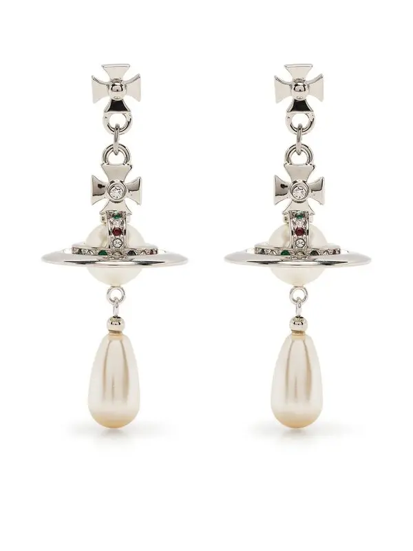 VIVIENNE WESTWOOD Orb Crystal-embellished Drop Earrings - Silver