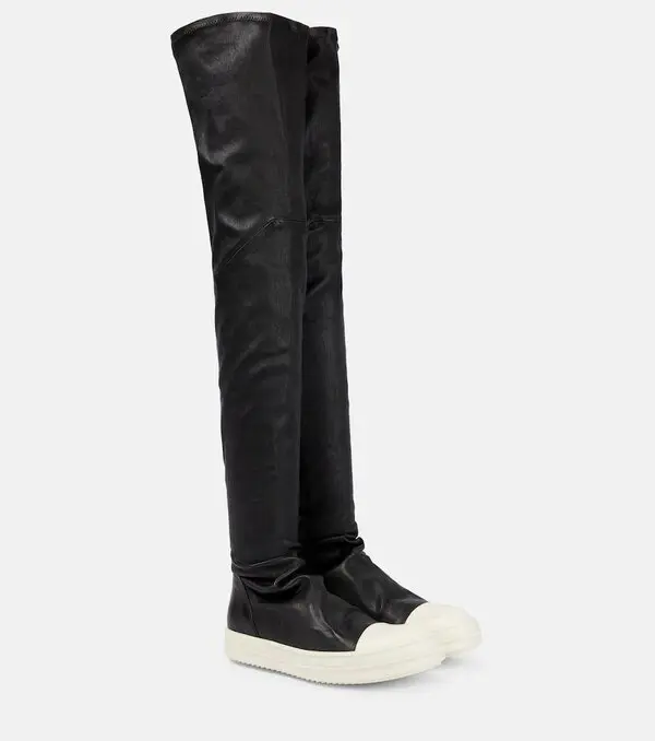 Rick Owens Stocking Over-the-knee Leather Boots - Black