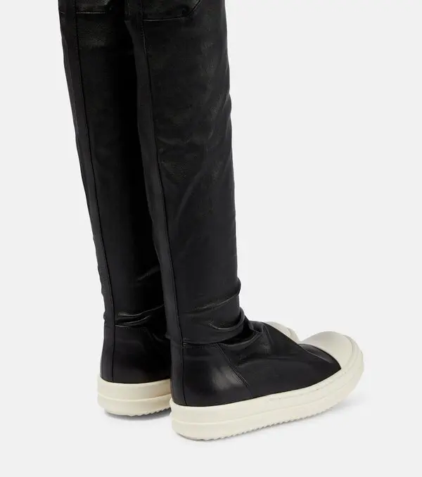 Rick Owens Stocking Over-the-knee Leather Boots - Black