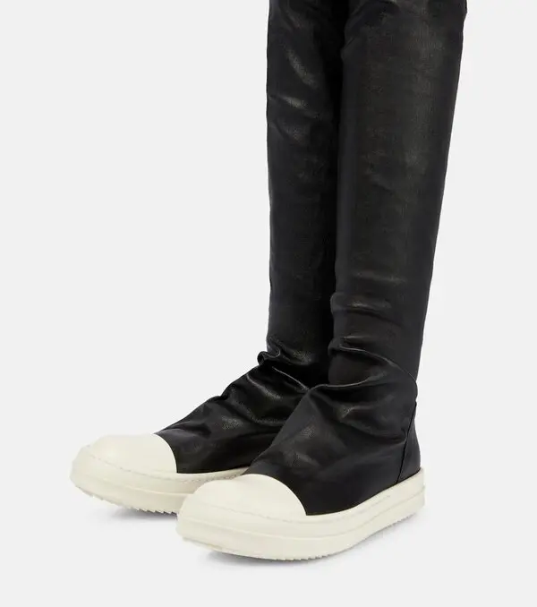 Rick Owens Stocking Over-the-knee Leather Boots - Black