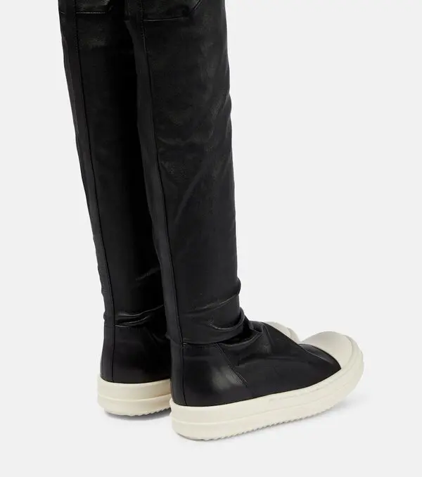 Rick Owens Stocking Over-the-knee Leather Boots - Black