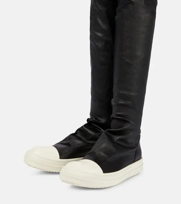 Rick Owens Stocking Over-the-knee Leather Boots - Black