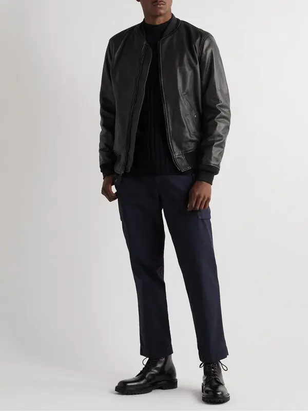 SCHOTT Ma-1 Pebble-grain Leather Bomber Jacket
