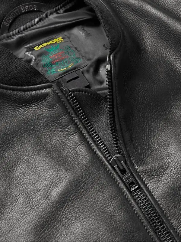 SCHOTT Ma-1 Pebble-grain Leather Bomber Jacket