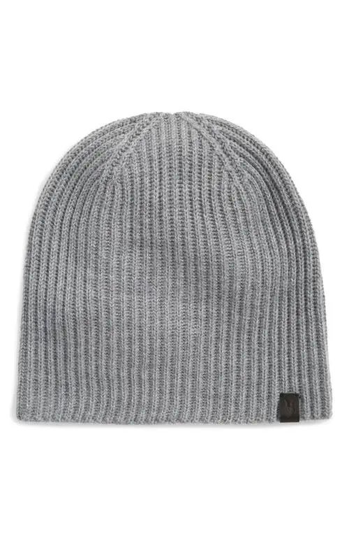 ALLSAINTS Merino Wool Ribbed Beanie - Grey Marl