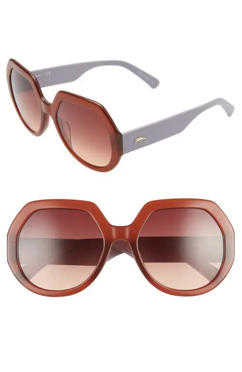 Longchamp 55mm Gradient Geometric Sunglasses - Brown