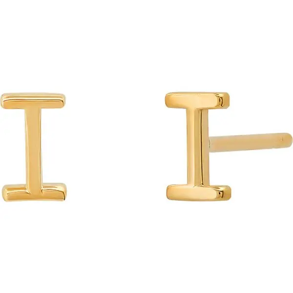BYCHARI Initial Stud Earrings - 14k Yellow Gold