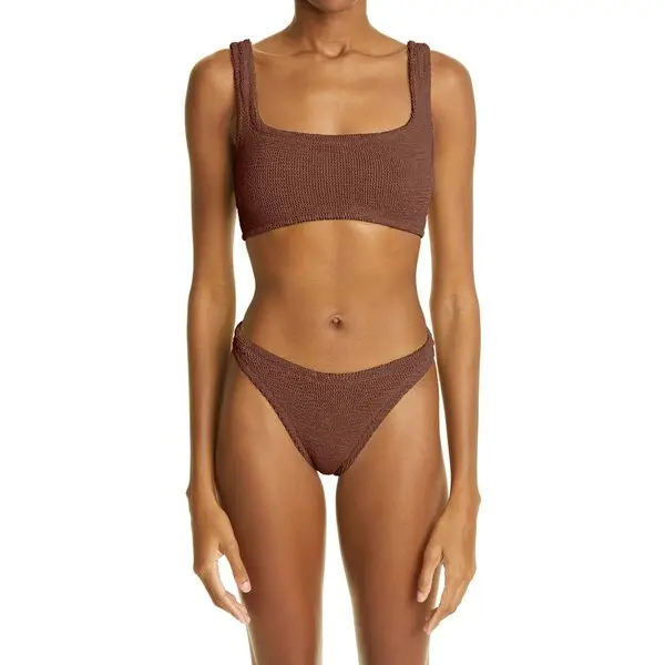 Hunza G Crinkle Two-piece Swimsuit - Metallic Cocoa