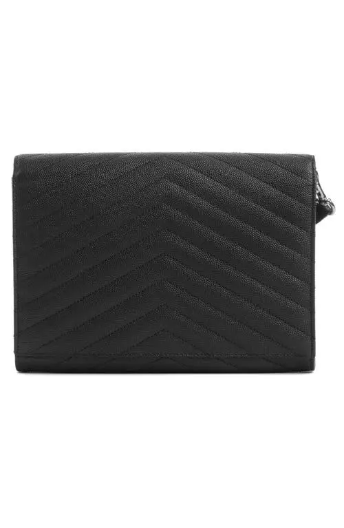 Saint Laurent Monogram Quilted Leather Clutch - Noir