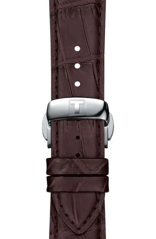 TISSOT 21mm Croc Embossed Leather Watch Strap - Brown