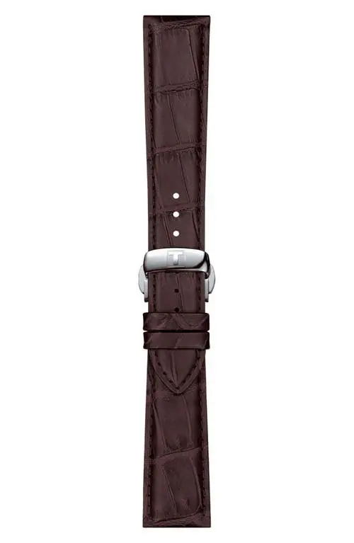 TISSOT 21mm Croc Embossed Leather Watch Strap - Brown