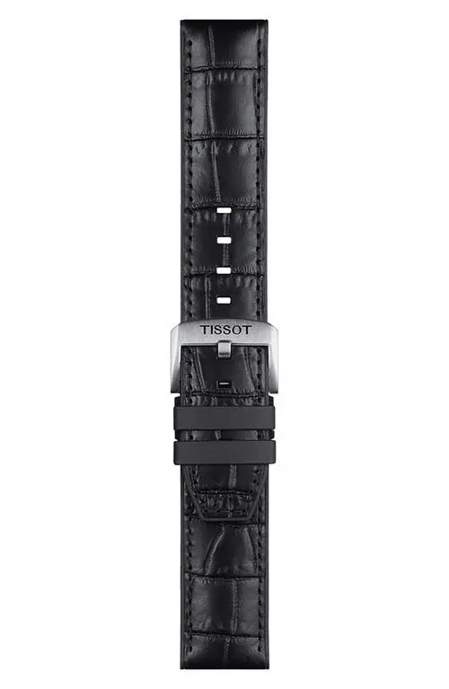 TISSOT 22mm Croc Embossed Leather Watch Strap - Black