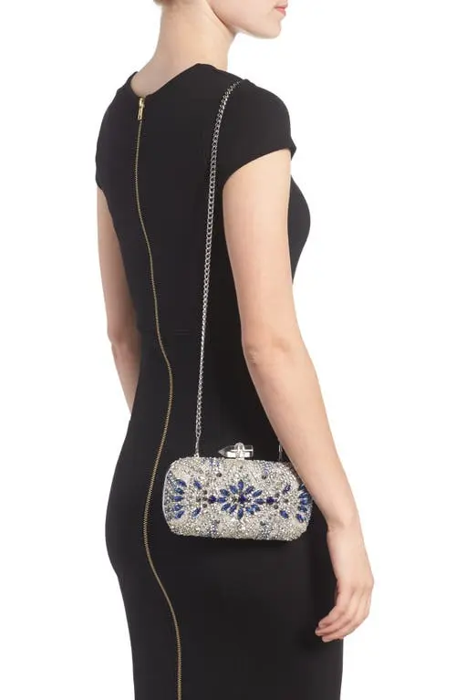 Nina Gelsey Crystal Embellished Minaudière - Silver Multi
