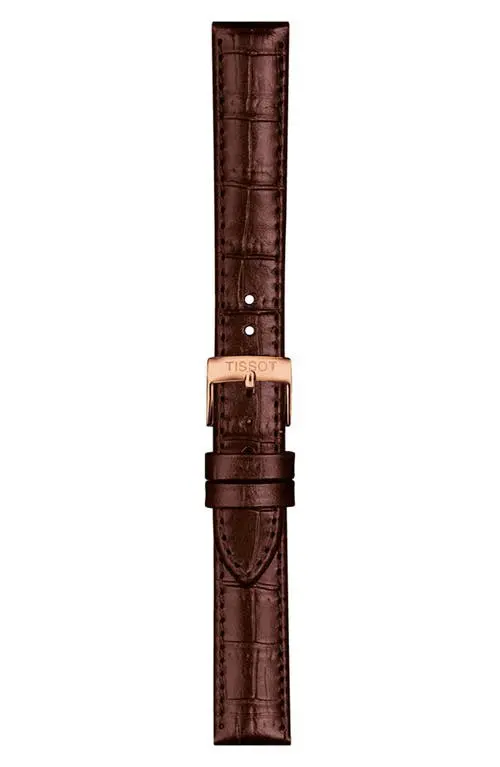 TISSOT 15mm Croc Embossed Leather Watch Strap - Brown