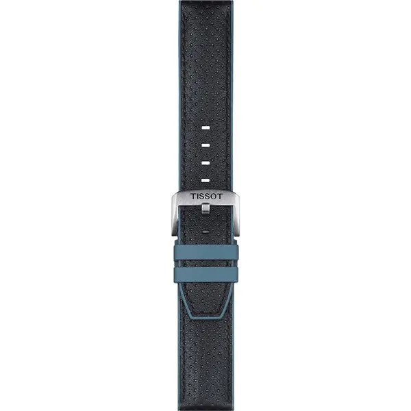 TISSOT 22mm Leather Watchband - Black/blue