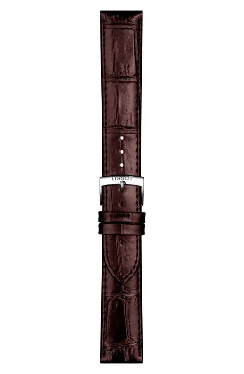 TISSOT 20mm Croc Embossed Leather Watchband - Brown/silver