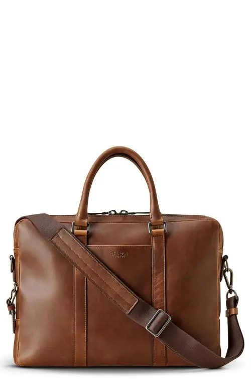 Shinola Navigator Leather Computer Briefcase - Medium Brown