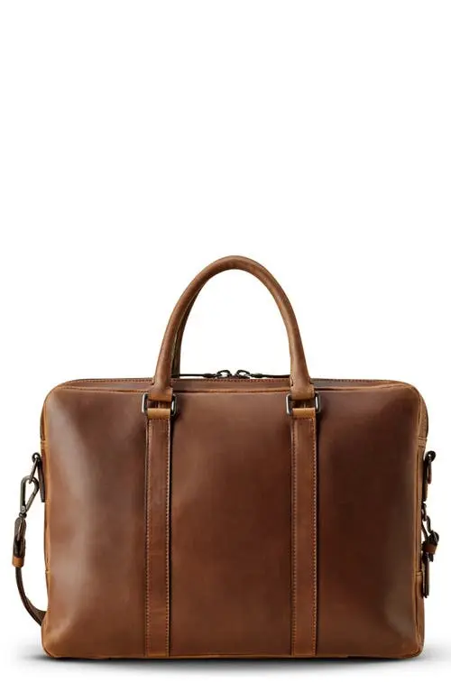 Shinola Navigator Leather Computer Briefcase - Medium Brown
