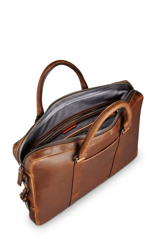 Shinola Navigator Leather Computer Briefcase - Medium Brown