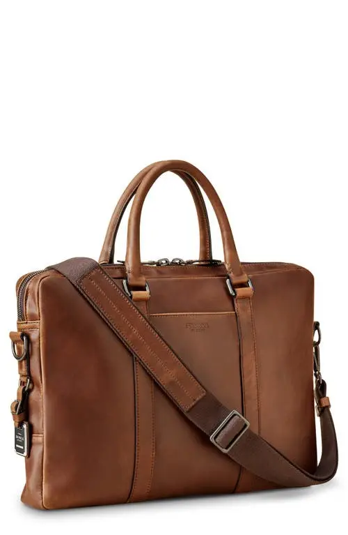 Shinola Navigator Leather Computer Briefcase - Medium Brown