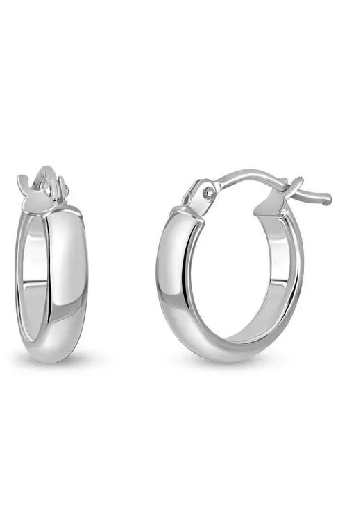 Bony Levy 14k Gold Beveled Edge Huggie Hoop Earrings - White