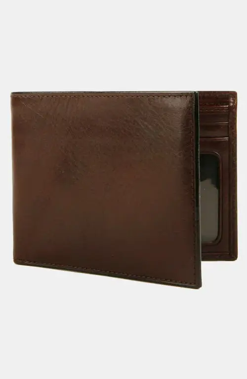 Bosca Leather Bifold Wallet - Dark Brown