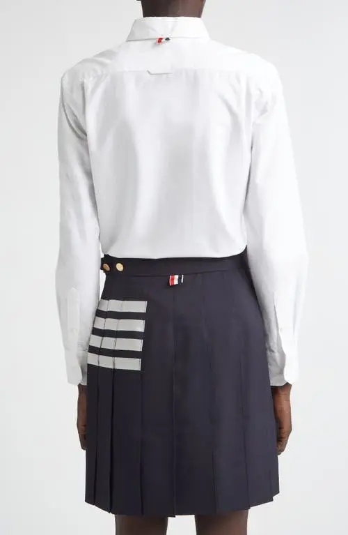 Thom Browne Classic Point Collar Long Sleeve Blouse - White