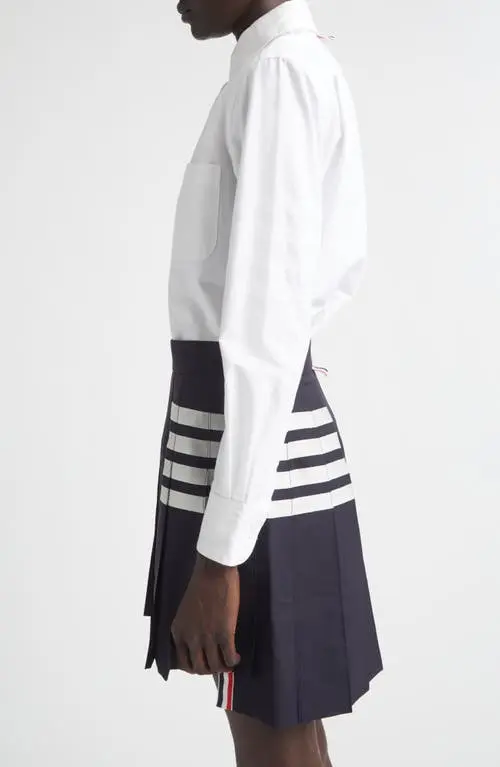 Thom Browne Classic Point Collar Long Sleeve Blouse - White