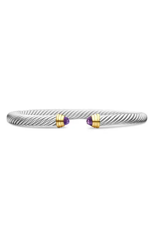 David Yurman Classic Cable Cuff Bracelet With Semiprecious Stones - Amethyst