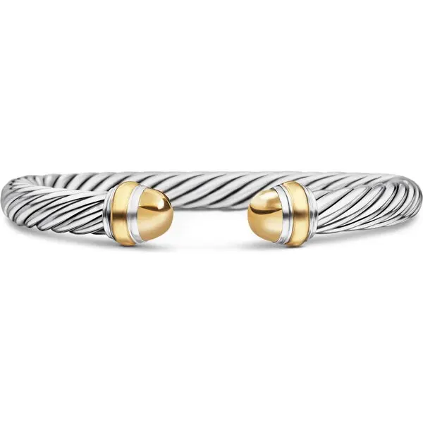 David Yurman Classic Cable Cuff Bracelet With Semiprecious Stones - Gold Dome