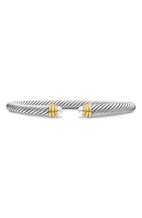 David Yurman Classic Cable Cuff Bracelet With Semiprecious Stones - Pearl