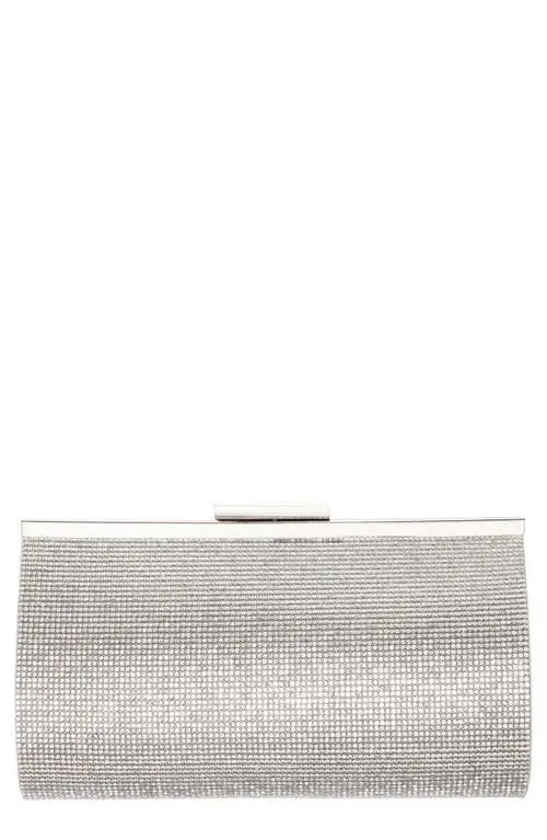 Nina Crystal Frame Clutch - Silver