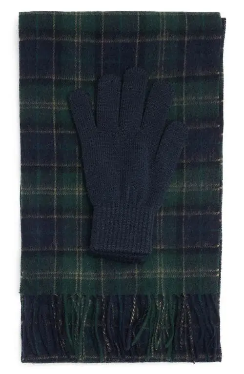 Barbour Tartan Wool Scarf And Gloves Set - Green Loch Tartan